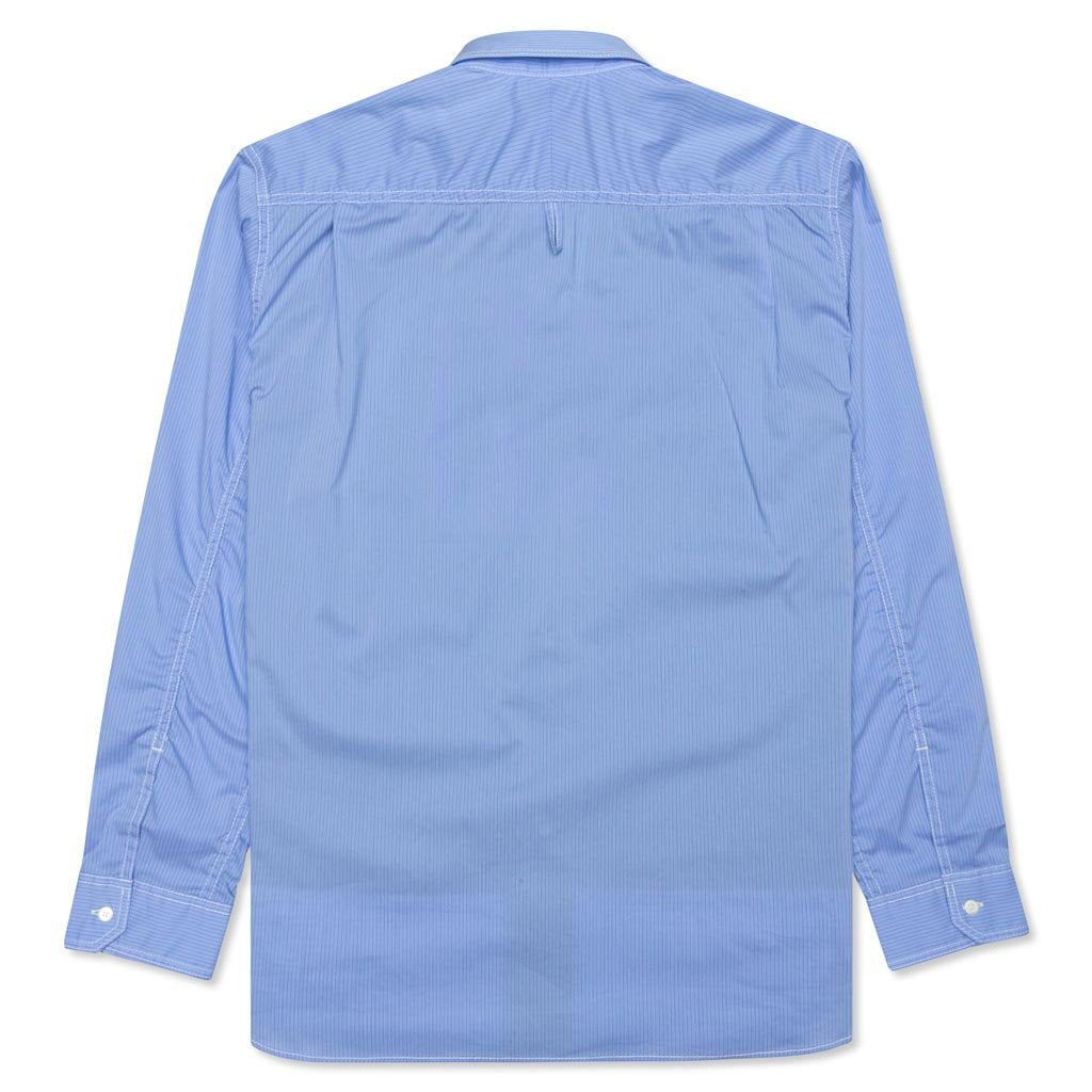 Mixed Fabric Shirt - Blue/Navy – Feature