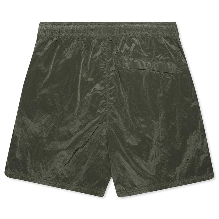 Nylon Metal Swim Trunks - Olive Green – Feature