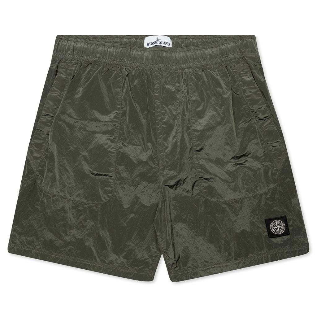 Nylon Metal Swim Trunks - Olive Green – Feature