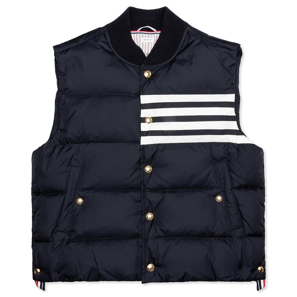 Downfilled Snap Front Vest - Navy – Feature